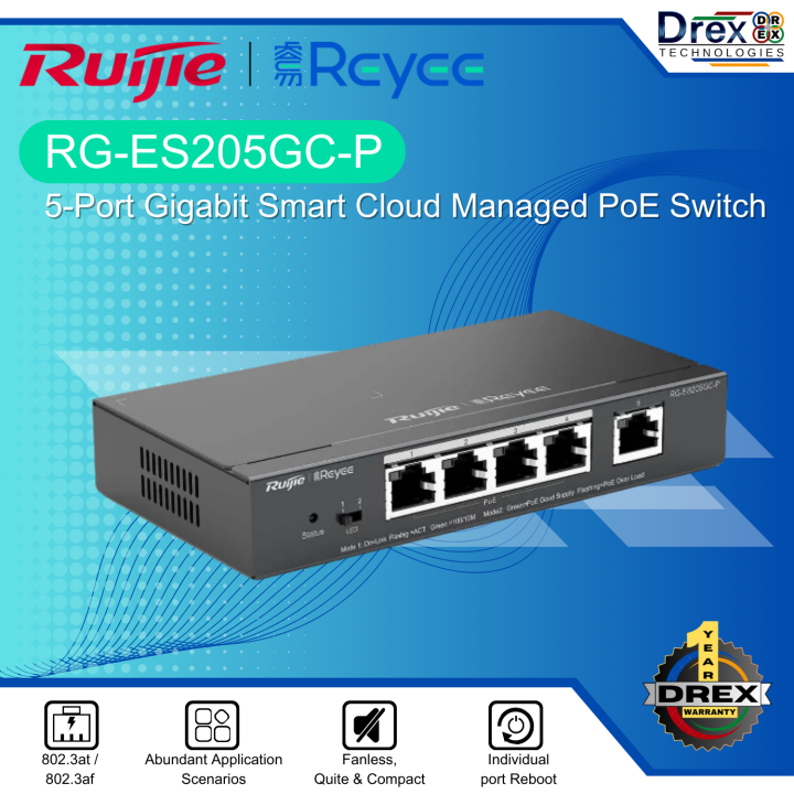 RUIJIE/REYEE (RG-ES205GC-P) 5-Port Gigabit Smart POE Switch | Lazada PH