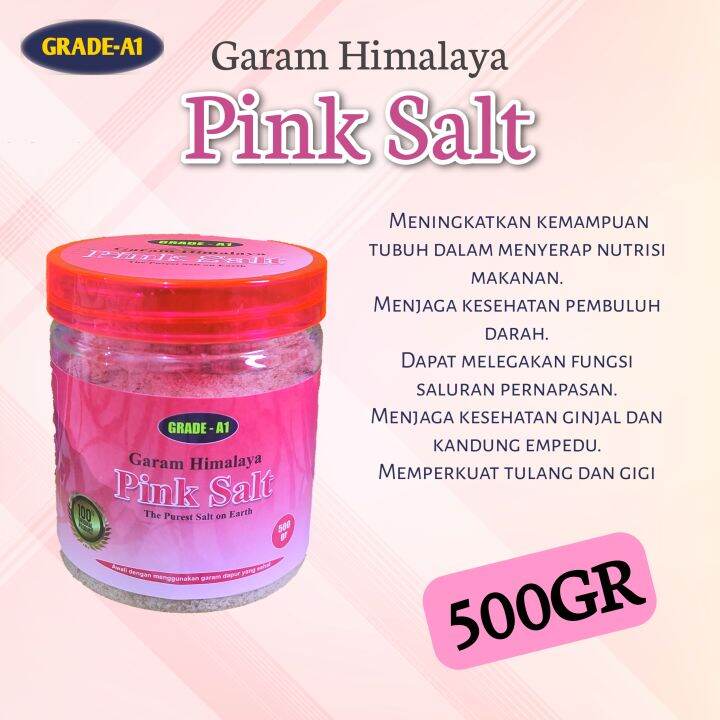 GARAM HIMALAYA 500 GRAM ORGANIC ASLI ORIGINAL HIMALAYAN PINK SALT grade ...