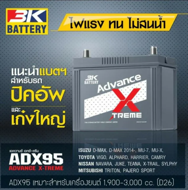 แบตเตอรี่รถยนต์ 3K ใหม่|ส่งไว รุ่น ADX95L / ADX95R แบต75แอมป์ 3K Battery 1900-3000cc. CCA.600 3K ...