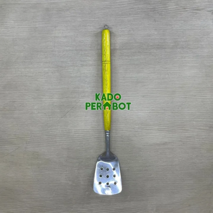 sudip masak murah - siamsi bolong gagang kayu kuning kecil - spatula ...