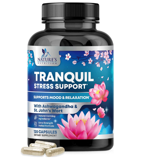 Stress Support Supplement 1000mg - Natural Herbal Formula for Calm ...