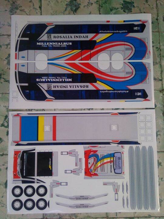 Lembaran PaperCraft Bus Rosalia Indah JB3+ Double Decker Skala 1:30 ...