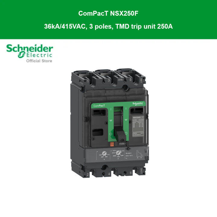 Schneider Circuit breaker, ComPact NSX250F, 36kA/415VAC, 3 poles, TMD ...