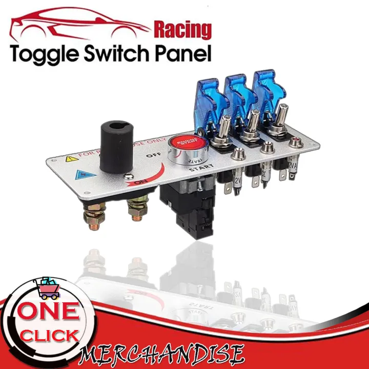 12V AUTO LED TOGGLE IGNITION SWITCH PANEL RACING CAR ENGINE START PUSH ...