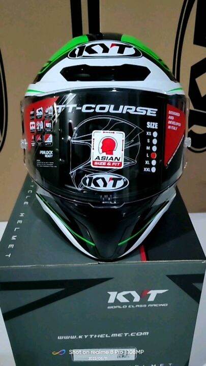 KYT TT COURSE OVERTECH BK/GREEN (ORIGINAL) | Lazada Indonesia