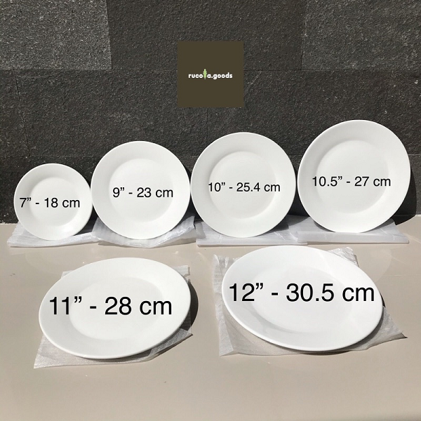 Piring Makan Keramik Putih Polos 7inch 8inch 9inch 10inch 10.5inch ...