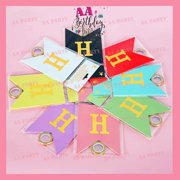 AA BIRTHDAY PARTY New Arrival Macaron Small Happy Birthday Banner Party ...