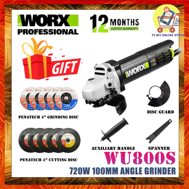 WORX WU800S 720W 100MM Angle Grinder Heavy Duty | Lazada