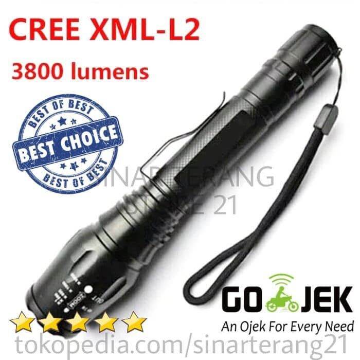 Senter LED CREE XML T6 U2 TAFFWARE 3800 Lumen ZOOM SWAT 2 x 18650 | Lazada Indonesia