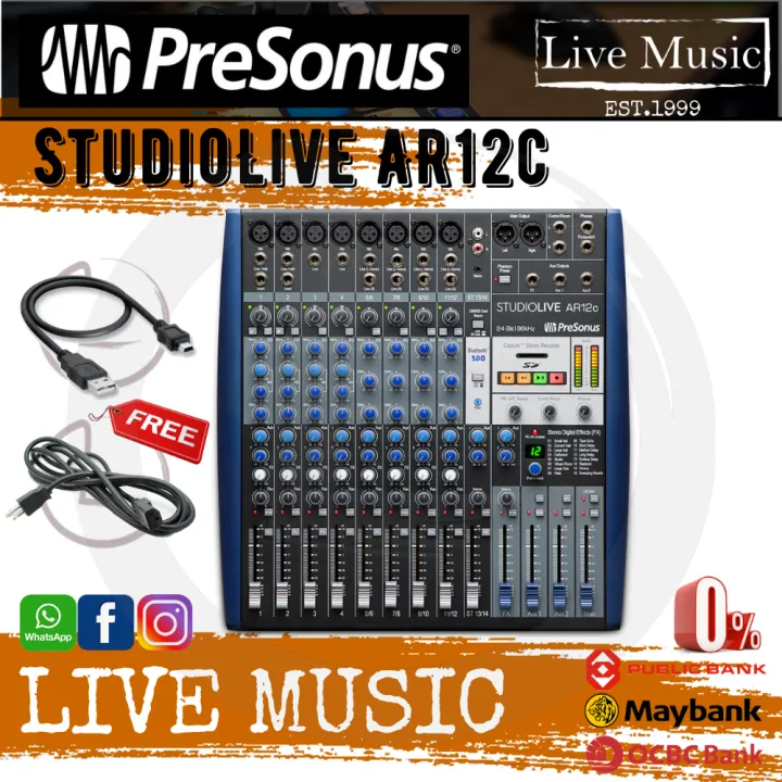 PreSonus StudioLive AR12c Mixer and Audio Interface with Effects (AR ...