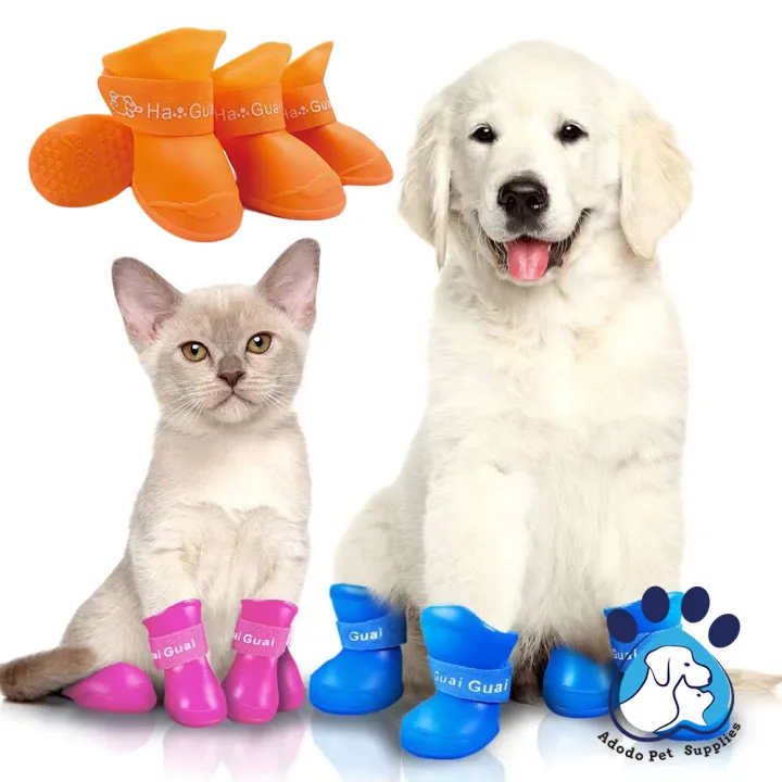 Adodo 4 Pieces Waterproof Dog Boots Shoes Puppy Candy Colors Non-Slip ...