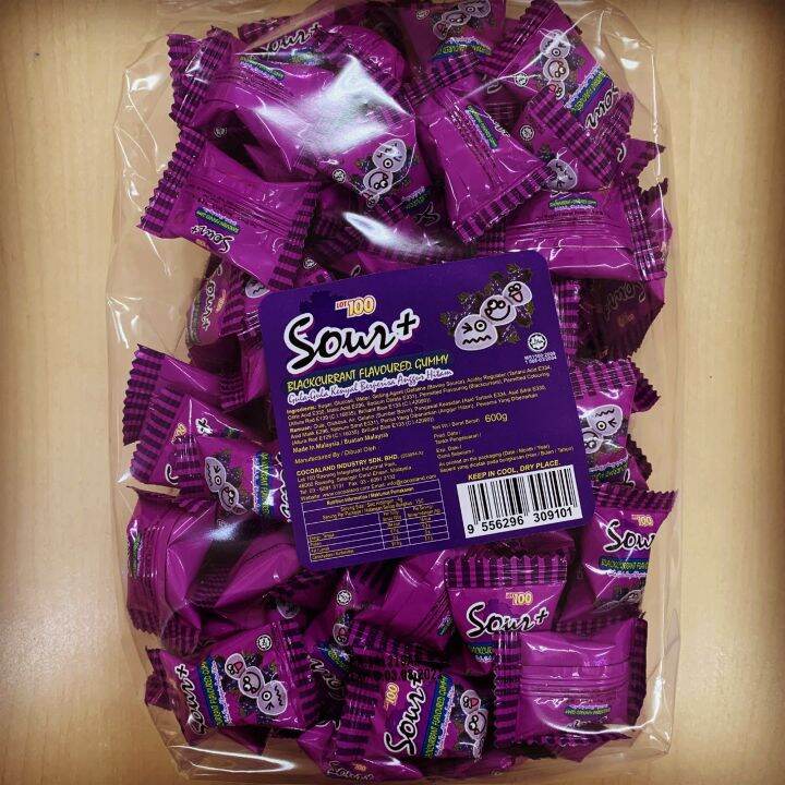 LOT 100 SOUR PLUS + BLACKCURRANT GUMMY 600G (150PCS) | Lazada