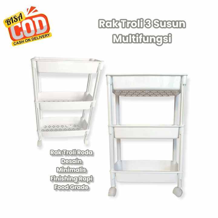 Rak Troli Serbaguna 3 Susun/Rak Troli Multifungsi/Rak Troli Roda ...