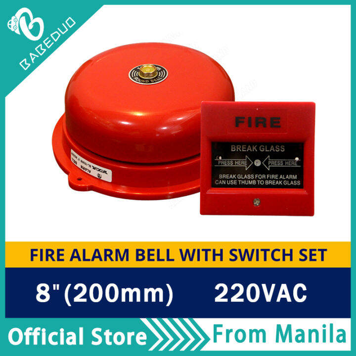 8 Inches / 200mm Fire Alarm Bell with Switch Break glass Set | Lazada PH