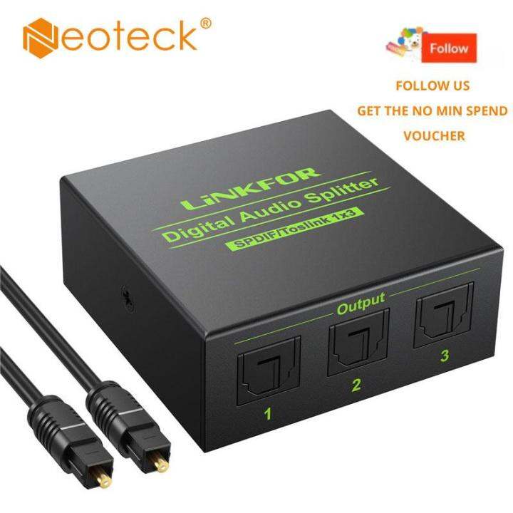 Neoteck 3 Port SPDIF Toslink Optical Digital Audio Splitter 1x3 ...