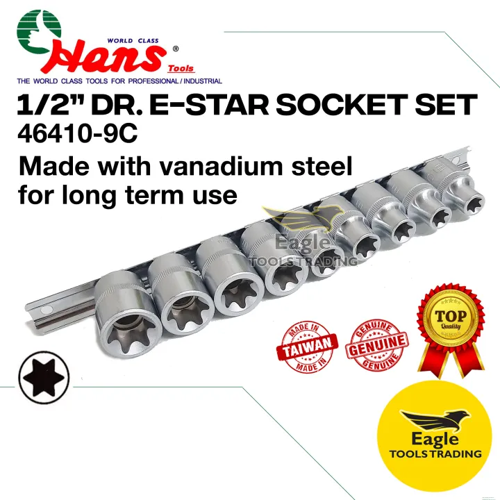 Hans 1/2" Drive E-star Socket 46410-9C 1/2-Inch Drive External Star ...