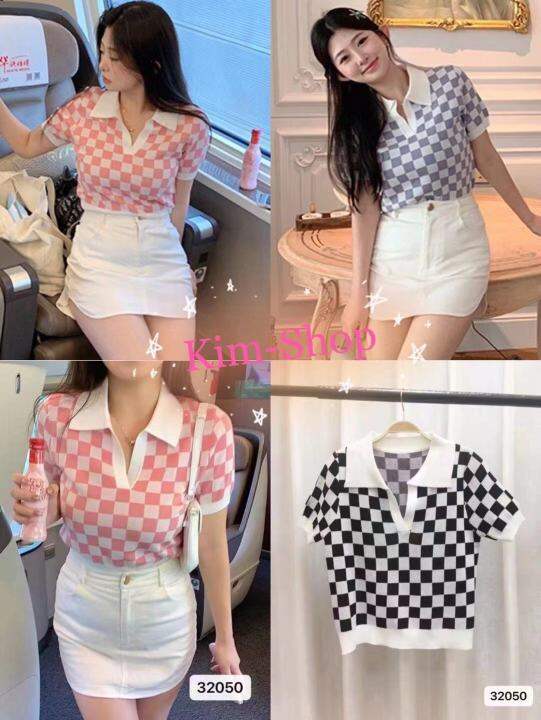 🌵Kim-shop*😍พร้อมส่ง*เสื้อโปโลหญิง เสื้อแฟชั่นคอปกไหมพรม ใหม่มากแม่ ...