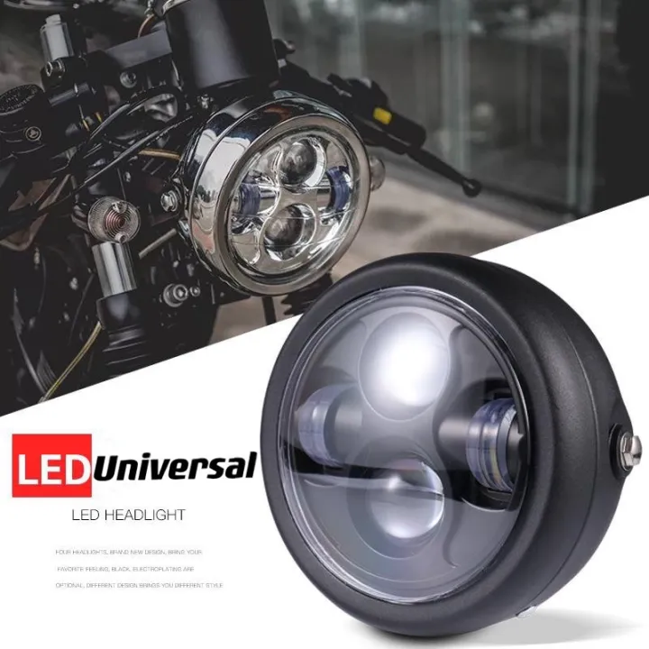 Orignal 6.5\ Retro Chrome Motorcycle LED Headlight HiLo for Harley Cafe ...