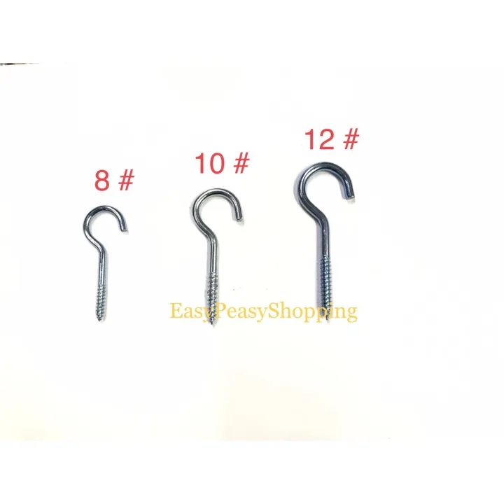Hook Screw 8#, 10#, 12# /Zinc Plated Cup Hook / Cangkuk Skru /Question ...