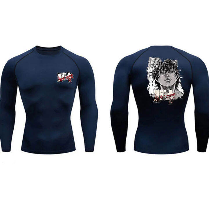 อะนิเมะ Baki Hanma T เสื้อผู้ชายการบีบอัดเสื้อวิ่งสำหรับชายกีฬาเพาะกาย ...