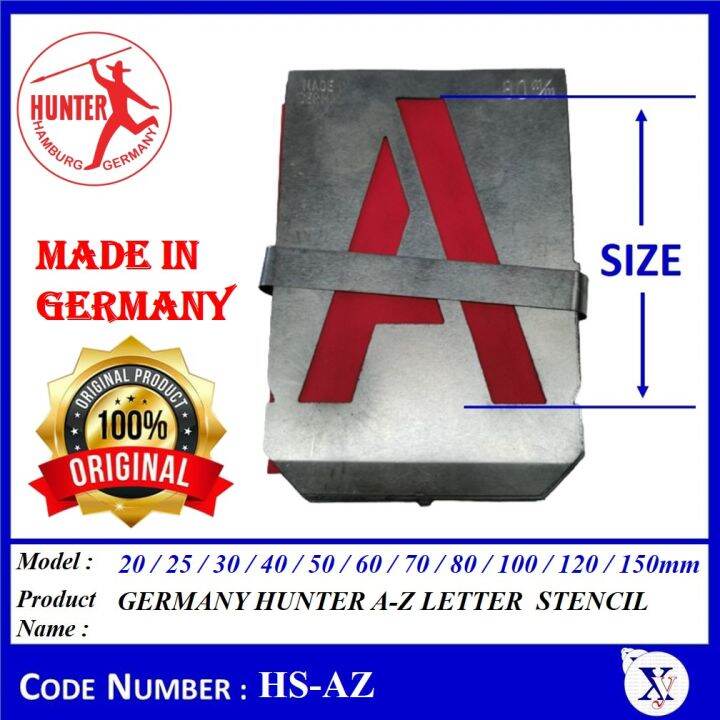 HS-AZ (20MM - 100MM) 100% ORIGINAL GERMANY HUNTER A-Z LETTER STENCIL ...