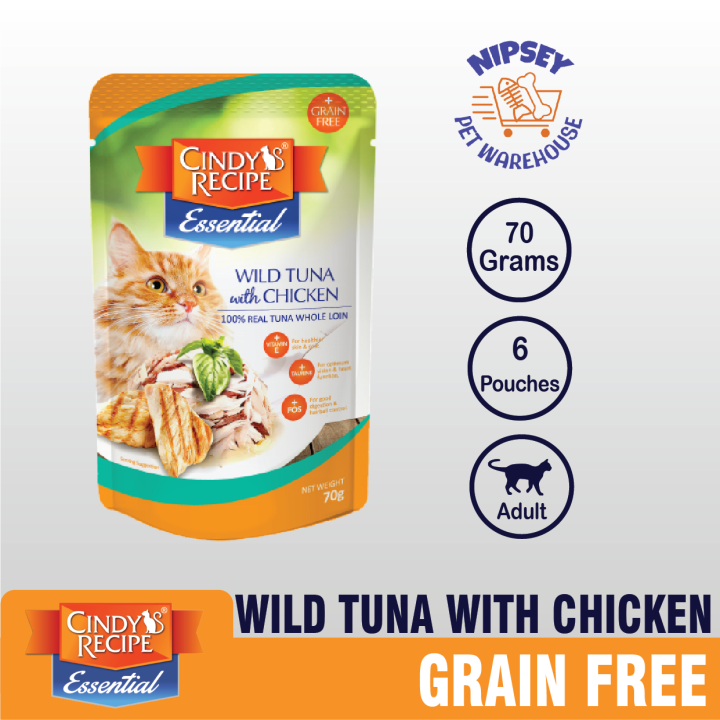 Cindy’s Recipe Essential Wild Tuna with Chicken cat wet food in pouch ...