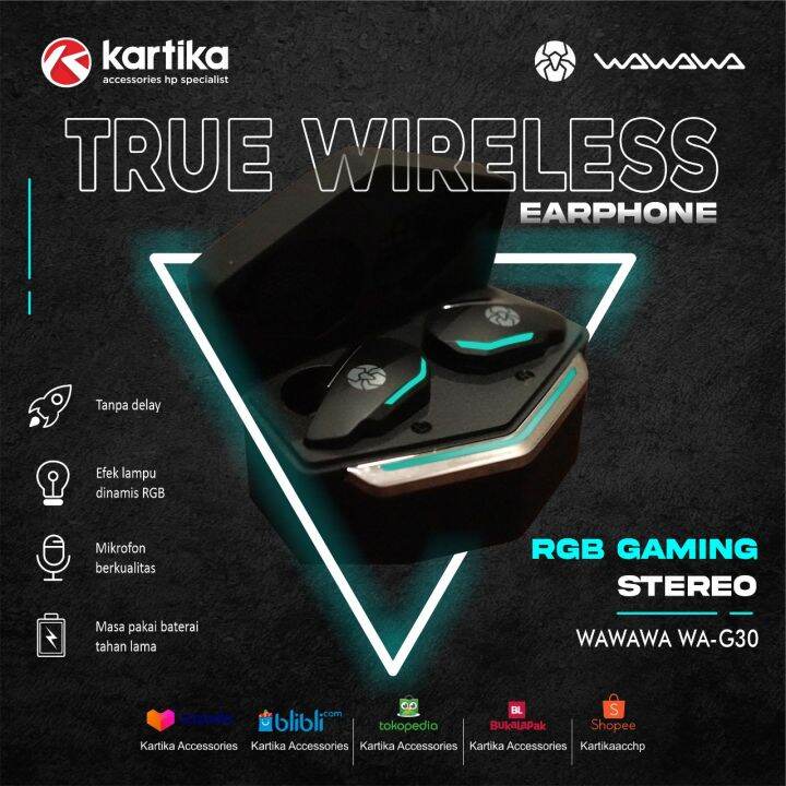 WAWAWA True Wireless Gaming Stereo WA-G30 with RGB Light Built for ...