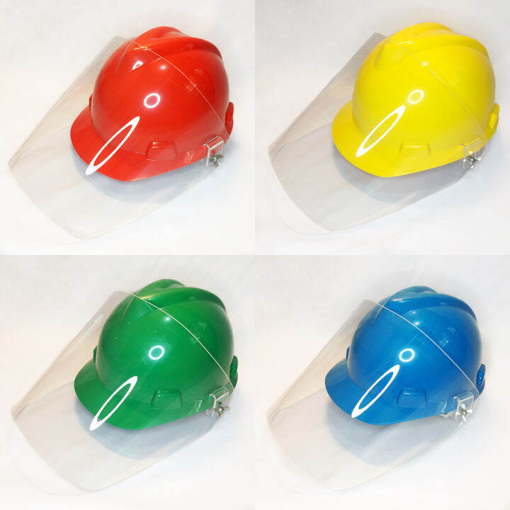 Heavy Duty Hard Hat with Full Face Acrylic Face Shield Liftable/Visor ...