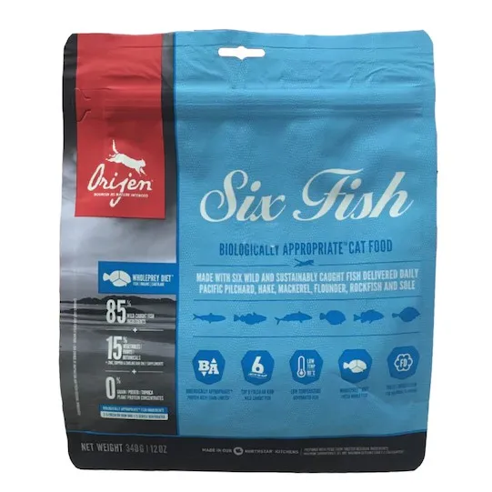 Orijen Six Fish Cat 340gโอริเจน อาหารเม็ดสำหรับแมวโต สูตรปลา 6 ชนิด ...