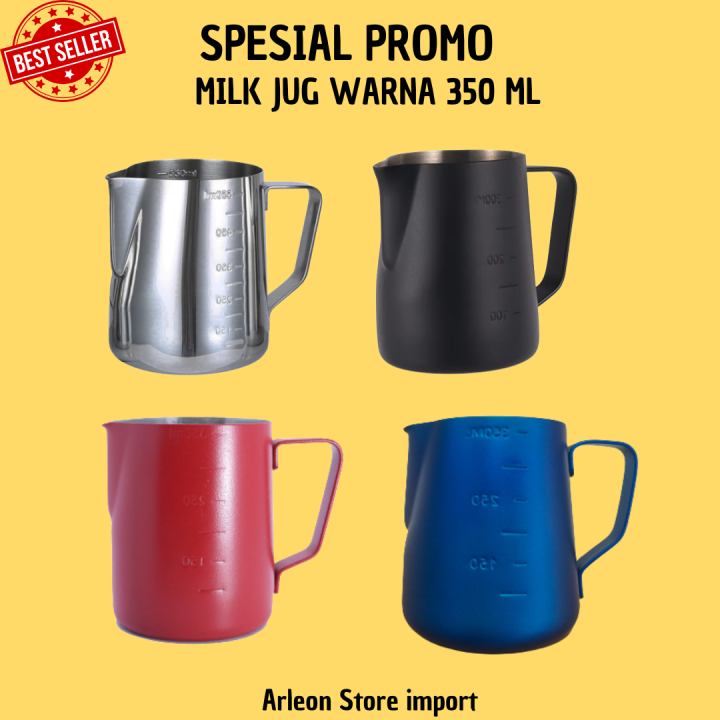 Milk Jug 350 ml Barista Profesional Tools warna , Hitam, Merah, Biru, Stainless | Lazada Indonesia