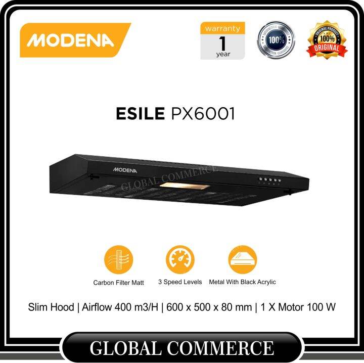 MODENA PX 6001 Cooker Hood PX6001 60 cm Slim Cooker Hood ESILE | Lazada Indonesia