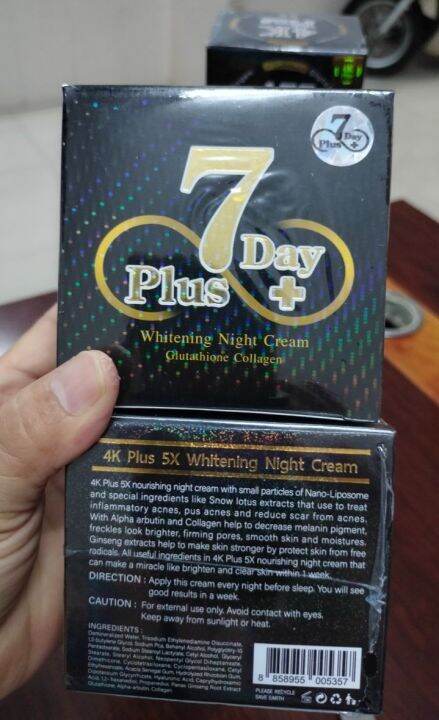 Kem Dưỡng Trắng Da Mặt Ban Đêm 7 DAY Plus + Thái Lan - Màu đen - Dung ...