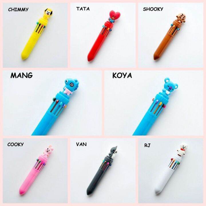 FAY Van KPOP BT21 BTS Tata Ballpoint 10 Color Pen Cooky Rj Mang Chimmy ...