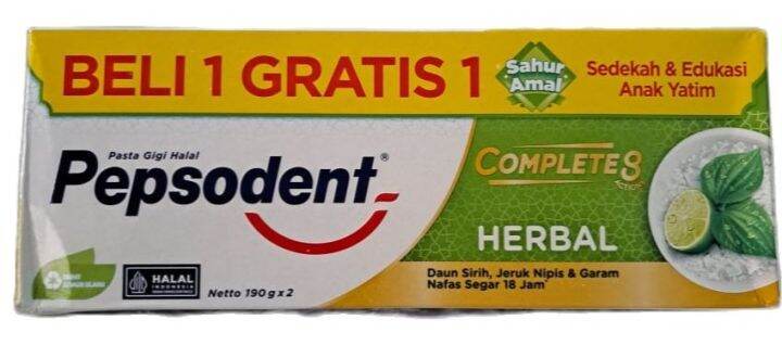 Pepsodent Complete 8 Herbal - 190 Gram/ twins pack / Odol Pepsodent ...
