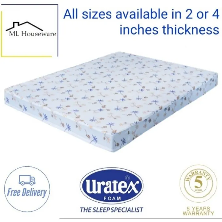 Uratex foam with cover 2 and 4 inch thick 5 years warranty single ...