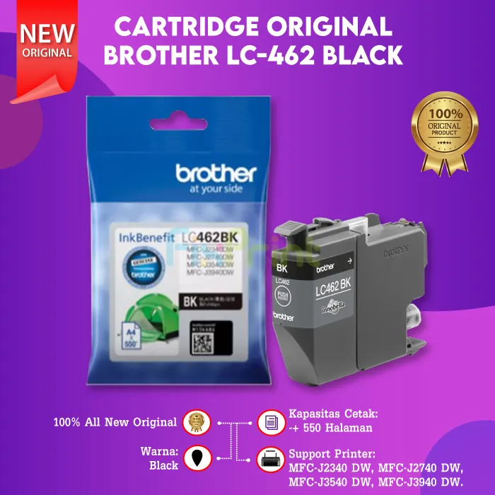 Cartridge Original Brother LC-462 LC462BK, Tinta Printer Brother MFC ...
