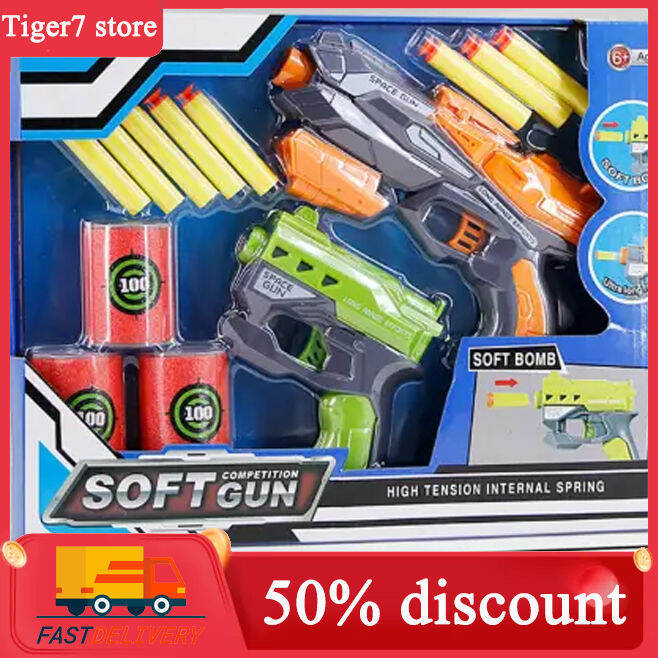 【Ready stock】NERF SOFT BULET GUN 2 PIECES WITH TARGET TOY GUN FOR KIDS ...