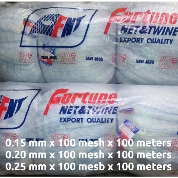 015, 020, 025mm x 100mesh Fortune Fish net Monofilament Lambat Sigay ...
