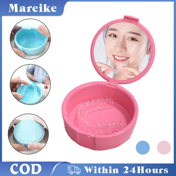 Denture Case With Mirror and Ventilation Holes, Plastic Denture Box ...