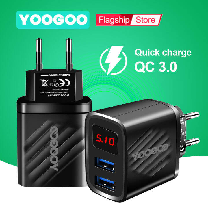 YOOGOO Quick Charger 3.0 USB Charger Pengisi Daya USB2.4A Port Ganda ...