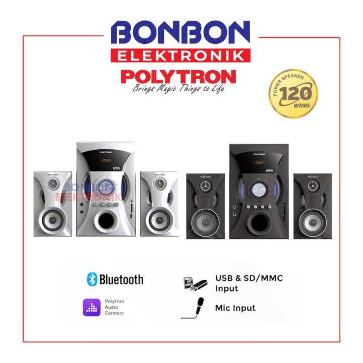 POLYTRON Bluetooth Speaker PMA 9525 B/W Karaoke Radio FM PMA9525 ...