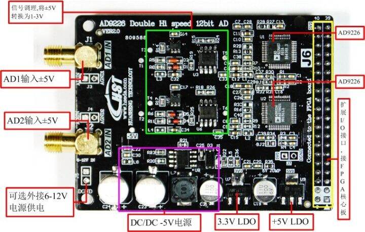 AD9226 High Speed AD 12Bit Dual Channel AD Module FPGA Control Virtual Instrument Development ...