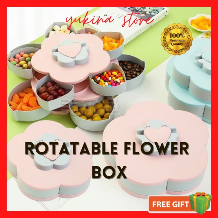 10 IN 1 Rotatable Flower Candy Box Cookie Snack Storage Biscuit ...