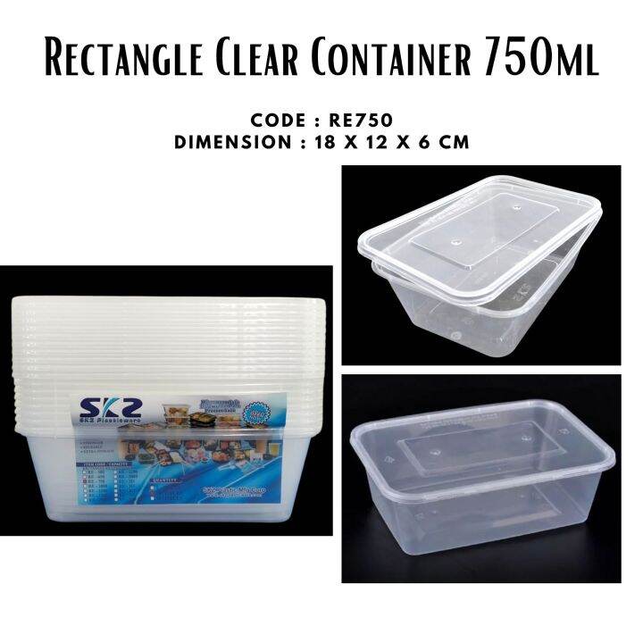 [ON HAND] RECTANGLE CLEAR CONTAINER 750ML / TUPPERWARE / PLASTIC FOOD ...