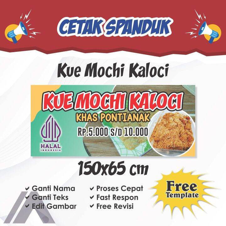 Cetak Spanduk Banner Kue Mochi Kaloci 65x150 cm | Lazada Indonesia