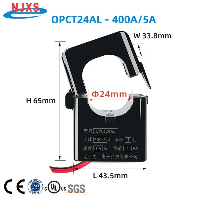 Njxse Split Core Current Transformer Sensor Opct24al 100a 150a 200a 400a 600a 5a Opct35al Clamp