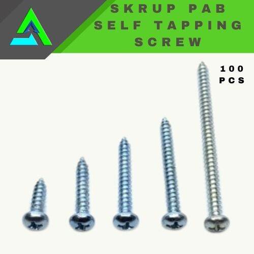 PAKET 100 PCS SKRUP PAB # 12 X 1-1/2" TAPPING SCREW / SKRUP KEPALA ...