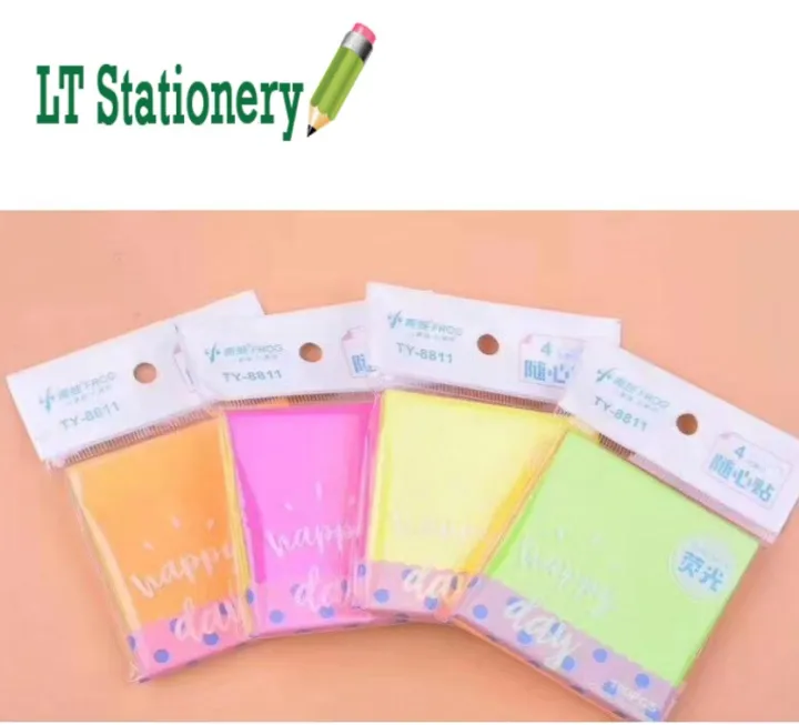 1 Pack 4 Colors Combination Sticky Notes Size 3 X 3 Inches 100's ...