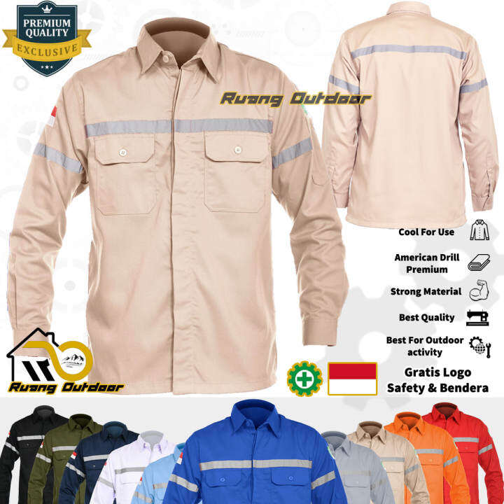 Baju Kemeja Safety Wearpack K3 Pria Wanita Lengan Panjang - Pakaian ...
