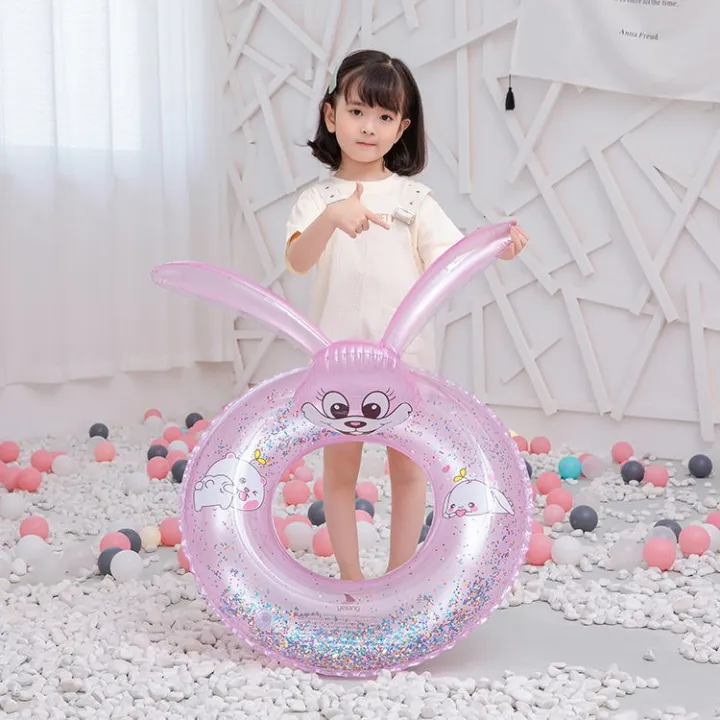 3D Sparkling Glitters Swan Bunny Swimming Ring Kids Cute Pool ...